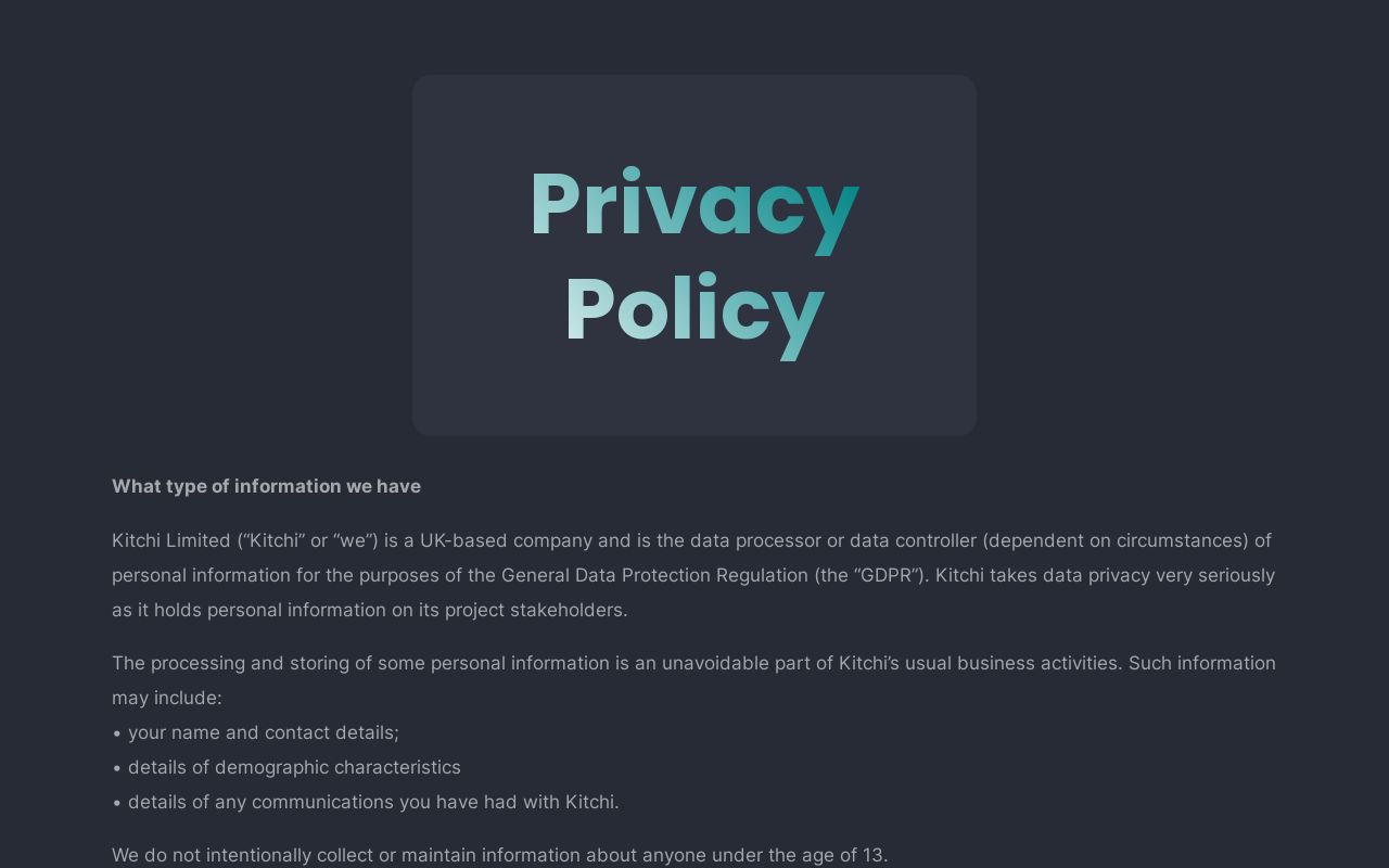 Kitchi - Privacy Policy